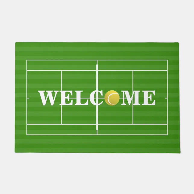 Original CUSTOMISABLE WELCOME Sport Tennis Ball Doormat | Zazzle