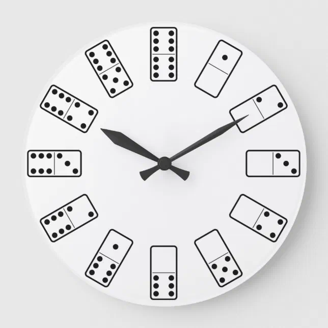 Original design black and white Domino symbols Large Clock | Zazzle