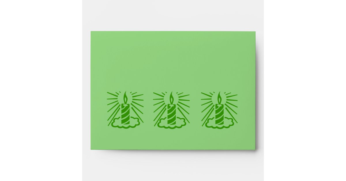 original green graphic design christmas candle envelope | Zazzle