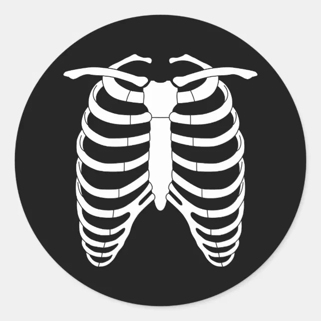 Original Horror Rib cage of a skeleton Halloween Classic Round Sticker ...