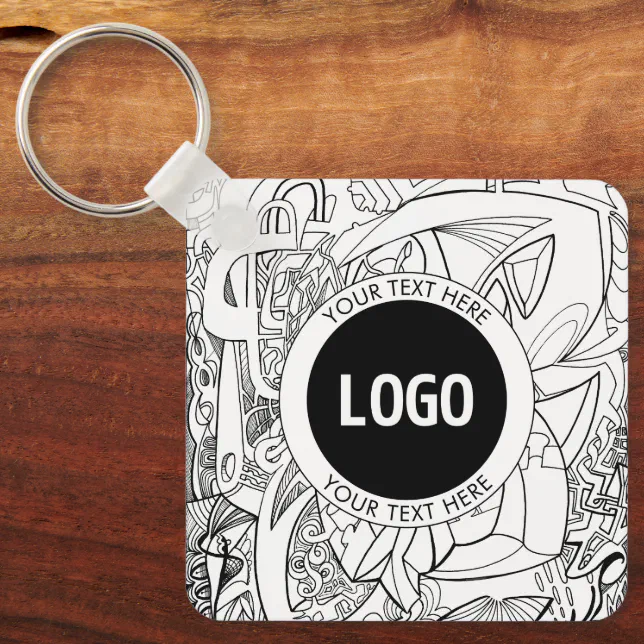 Original Modern Line Artwork & Your Logo Keychain | Zazzle