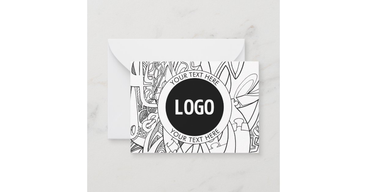 Original Modern Line Artwork & Your Logo Note Card | Zazzle