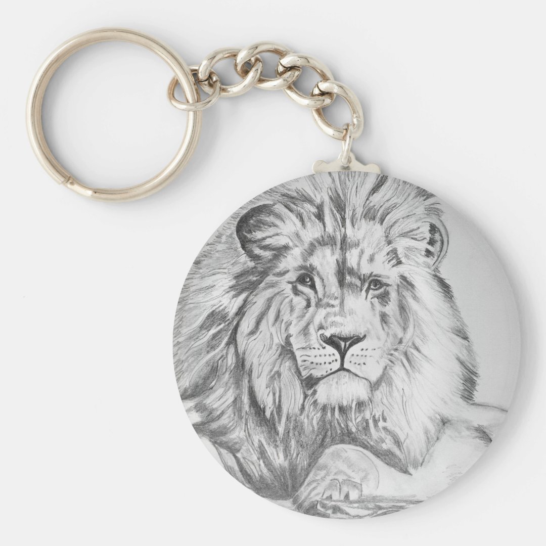 Original Pencil sketch Drawing of a Lion Keychain | Zazzle