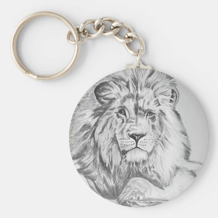 Original Pencil sketch Drawing of a Lion Keychain | Zazzle