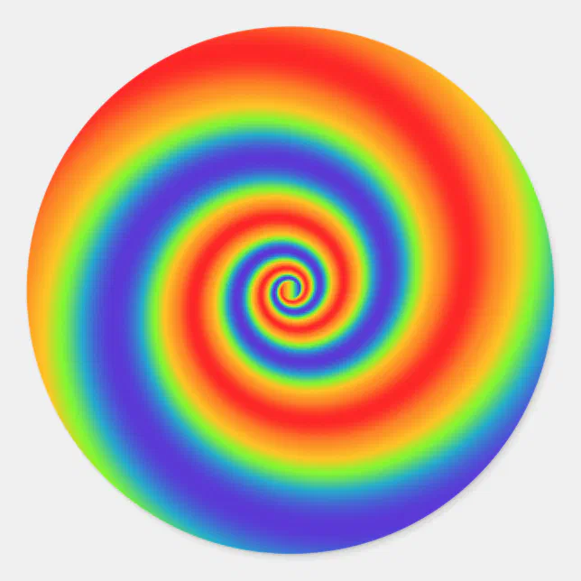 Original Rainbow Gradient Colorful Spiral Effect Classic Round Sticker ...