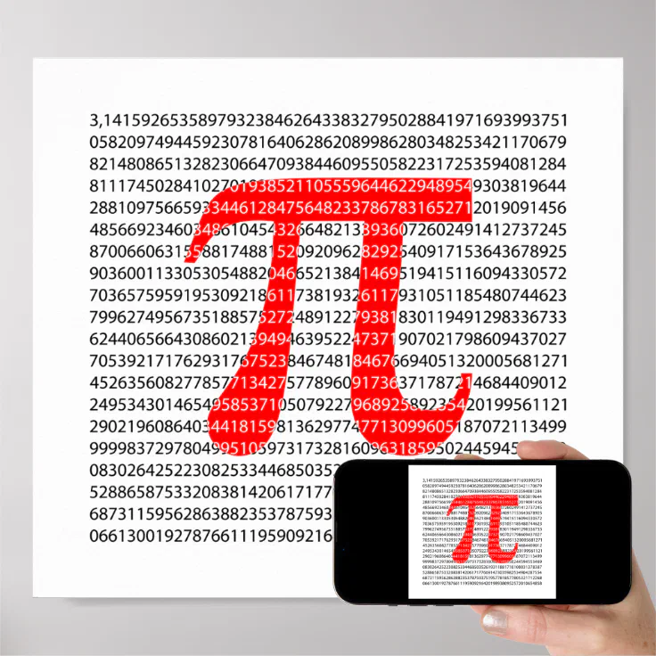 Original red number pi day mathematical symbol poster | Zazzle