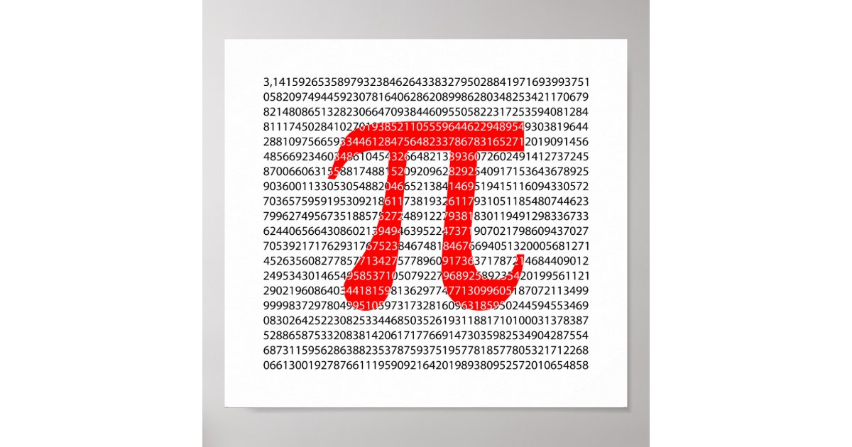 Original red number pi day mathematical symbol poster | Zazzle
