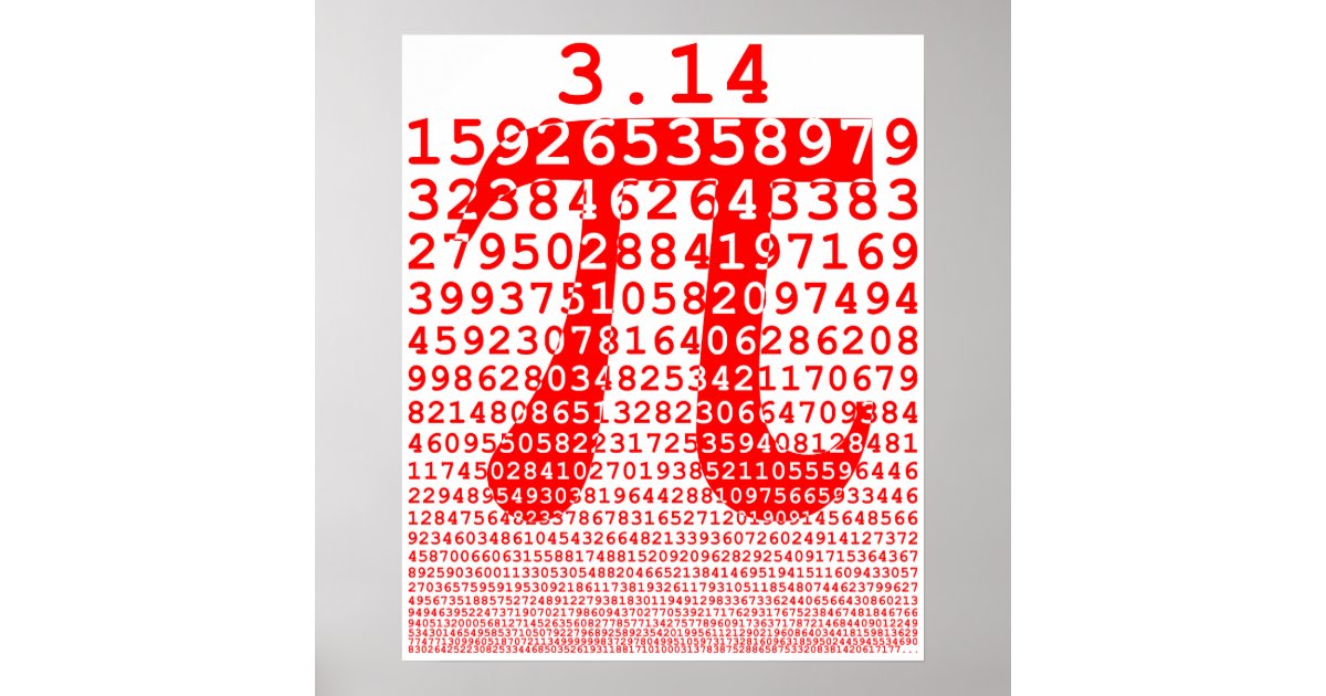 Original red number pi day mathematical symbol poster | Zazzle