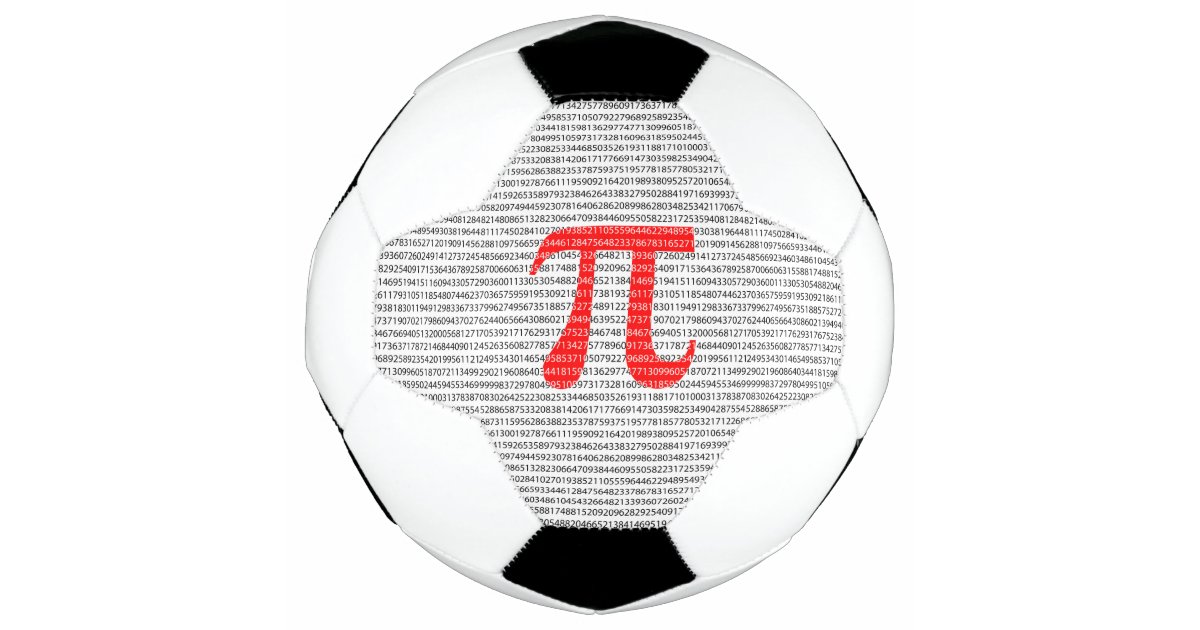 Original red number pi day mathematical symbol soccer ball | Zazzle