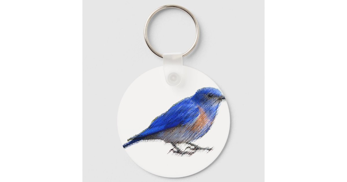 Original sketch of a blue bird (bluebird) keychain | Zazzle