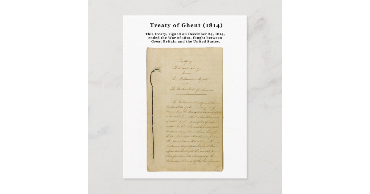 ORIGINAL Treaty of Ghent 8 Stat. 218 1814 Postcard | Zazzle