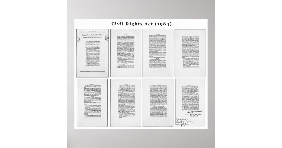 ORIGINAL United States Civil Rights Act of 1964 Poster | Zazzle