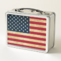 Original Vintage Patriotic American Flag Metal Lunch Box | Zazzle