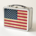 Original Vintage Patriotic American Flag Metal Lunch Box | Zazzle
