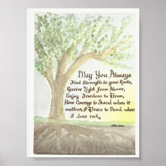 Original Watercolor and Blessing Poster | Zazzle