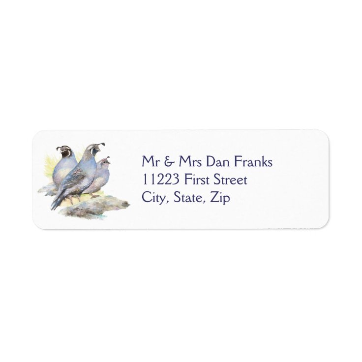 Original Watercolor California Quail Bird Label | Zazzle