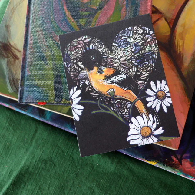 Oriole Bird Daisy Flower Nature Art Postcard | Zazzle