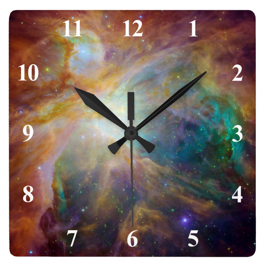 Orion Nebula with White Numbers Square Wall Clock | Zazzle