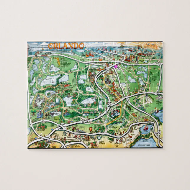 Orlando Florida Cartoon Map Jigsaw Puzzle | Zazzle