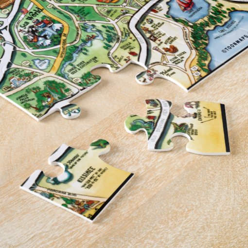 Orlando Florida Cartoon Map Jigsaw Puzzle | Zazzle