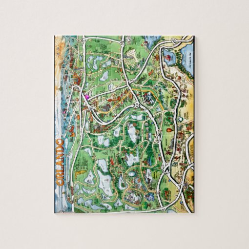 Orlando Florida Cartoon Map Jigsaw Puzzle | Zazzle