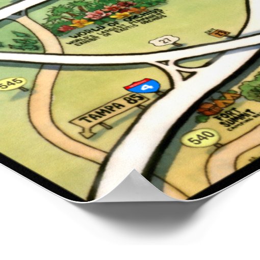 Orlando Florida Cartoon Map Poster | Zazzle