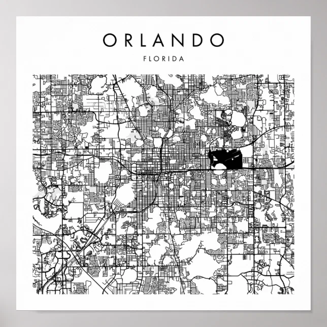 Orlando Florida Minimal Modern Street Map Poster | Zazzle