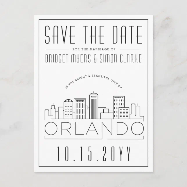 Orlando, Florida | Stylized Skyline Save the Date Postcard | Zazzle