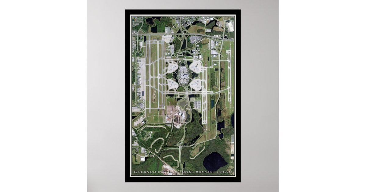 Orlando Intl Airport Florida Satellite Map Poster | Zazzle