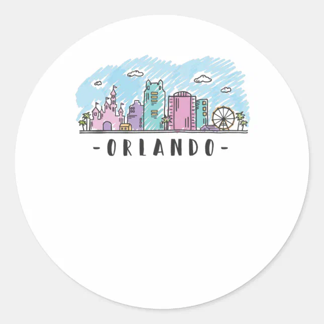 Orlando Skyline Classic Round Sticker | Zazzle