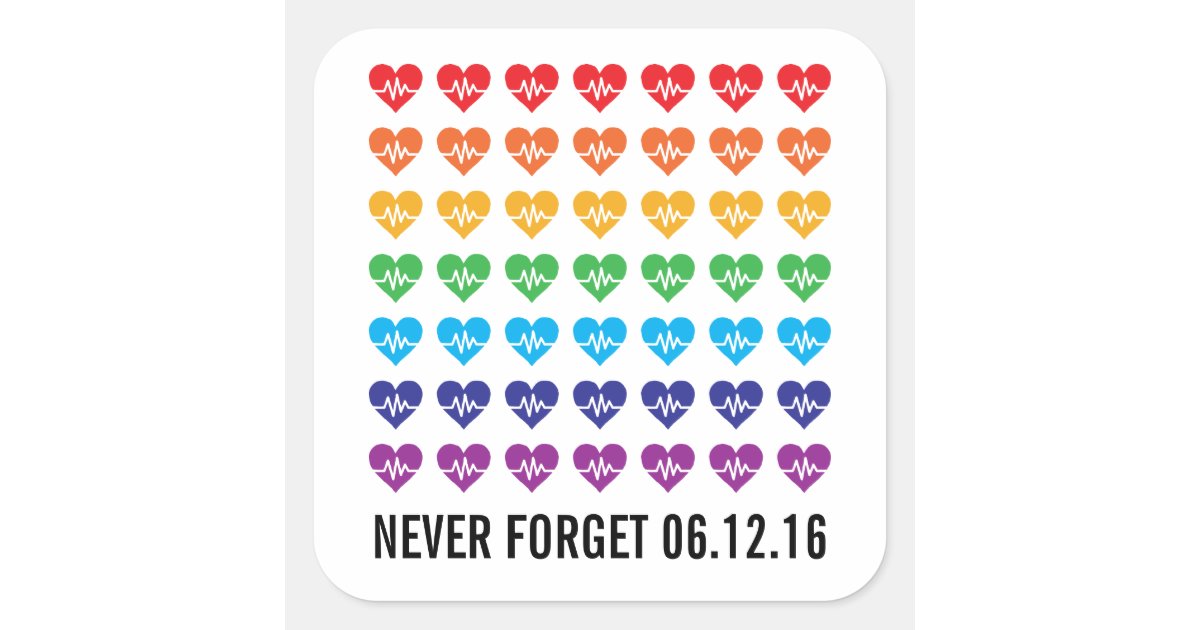 Orlando Strong One Pulse 49 Hearts Rainbow Square Sticker | Zazzle