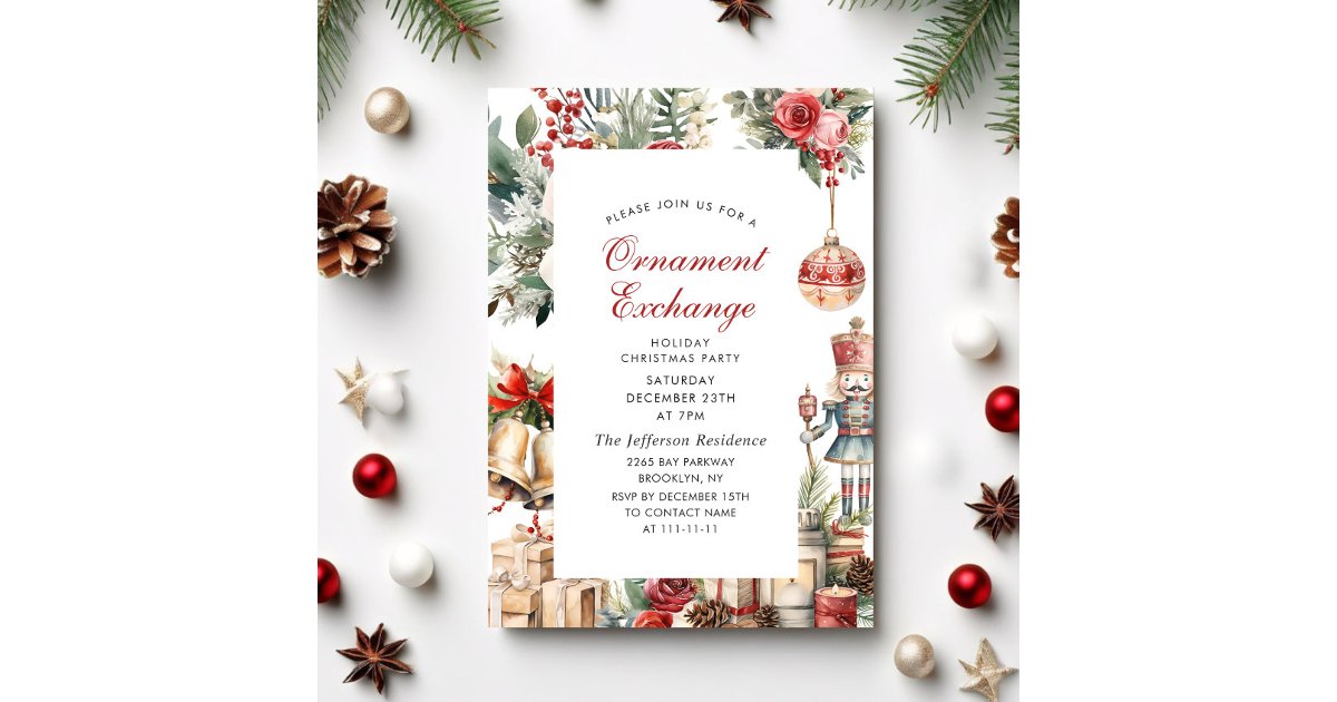 Ornament Exchange Christmas Holiday Party Invitation | Zazzle