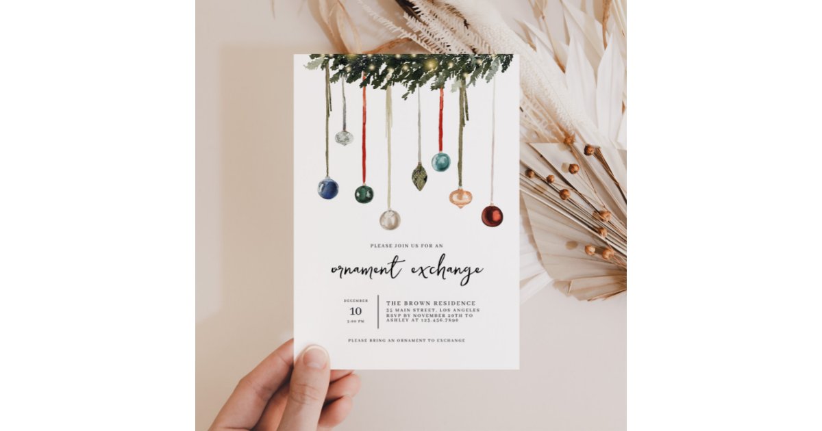 Ornament Exchange Christmas Party Invitation | Zazzle