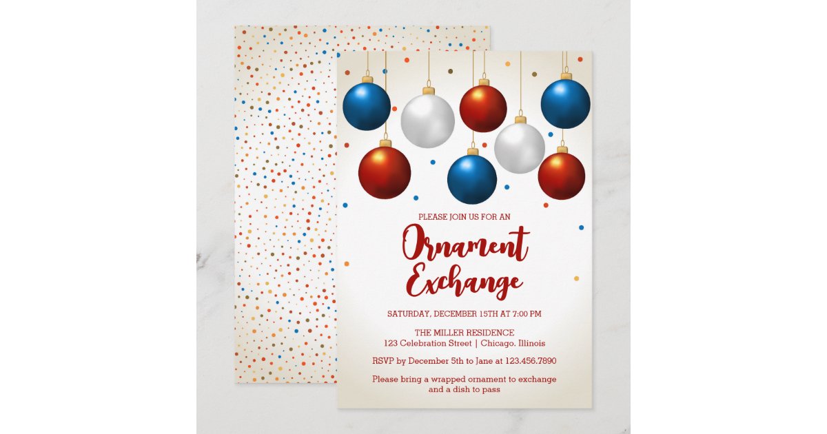 Ornament Exchange Christmas Party Invitation | Zazzle