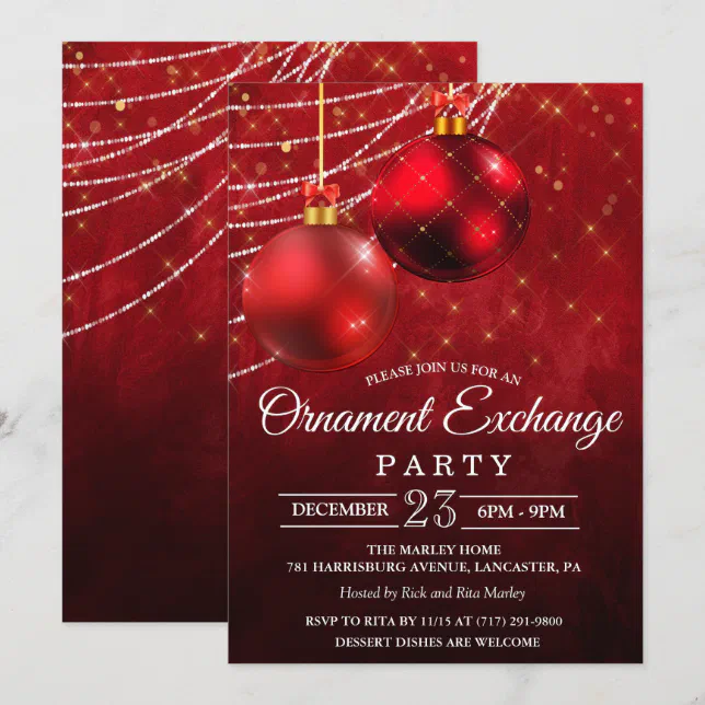 Ornament Exchange Holiday Invitation | Zazzle