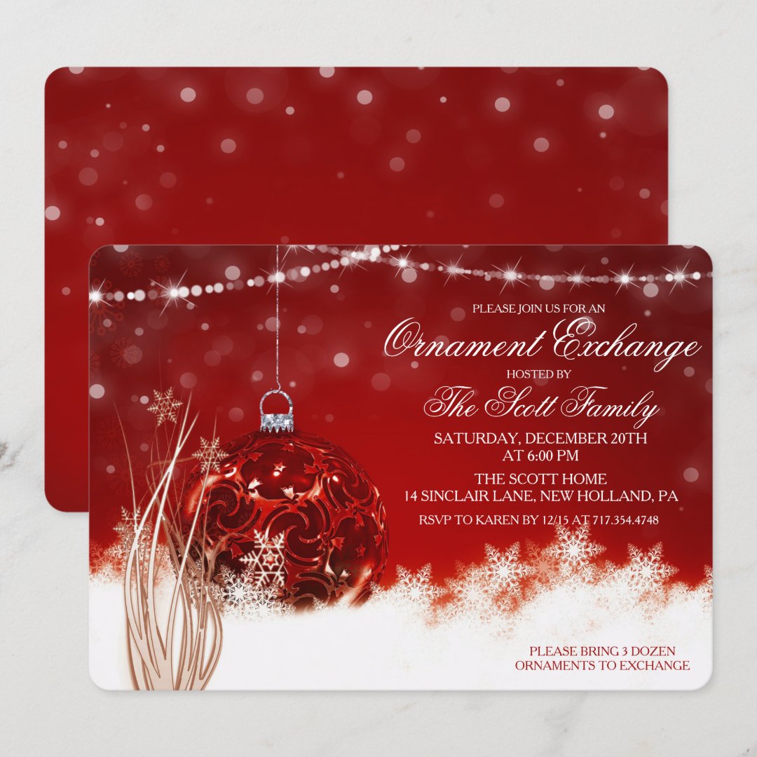 Ornament Exchange Holiday Party Invitation | Zazzle