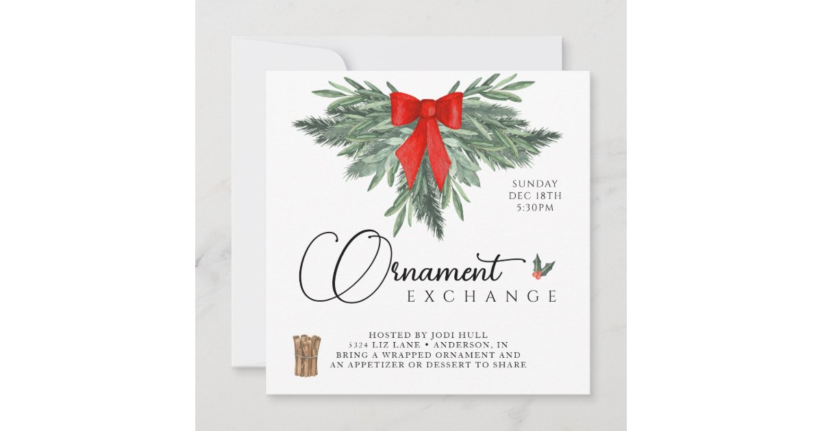 Ornament Exchange invitation editable | Zazzle
