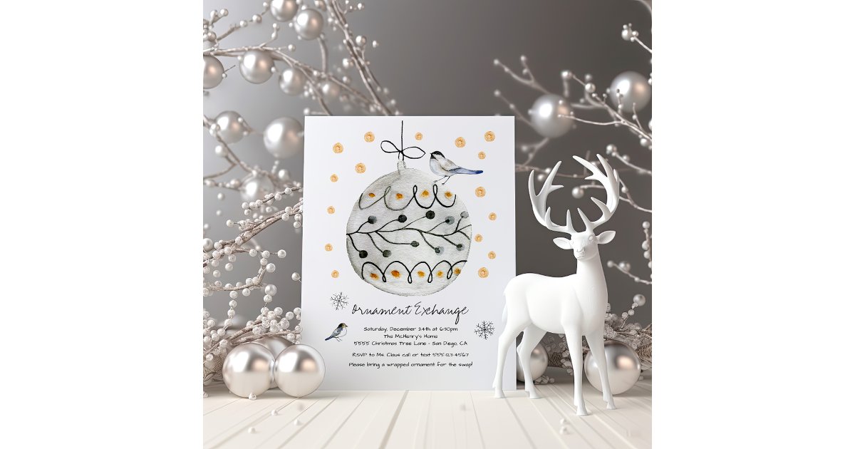 Ornament Exchange Swap Christmas Holiday Party Invitation | Zazzle