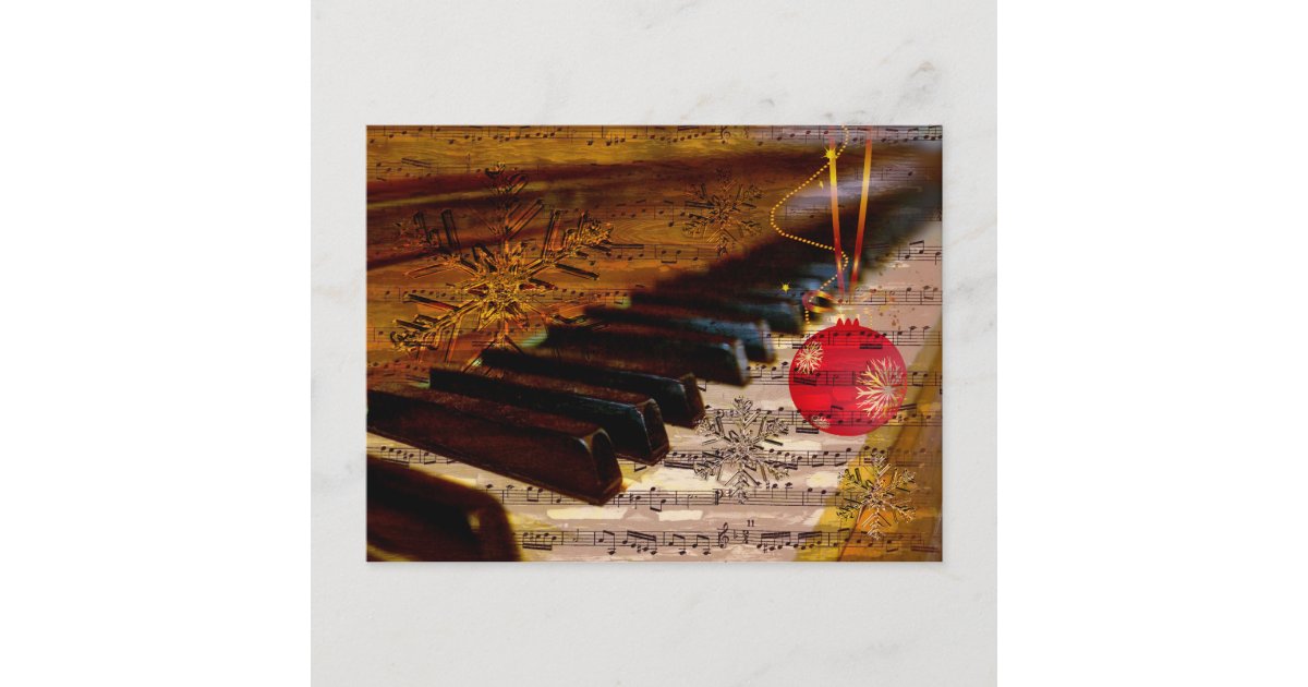 ornament rustic piano teacher Christmas PostCard | Zazzle