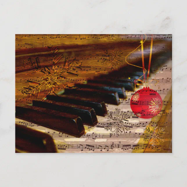 ornament rustic piano teacher Christmas PostCard | Zazzle
