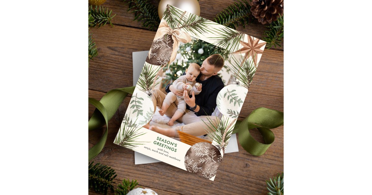 Ornament Surround Photo Holiday Card | Zazzle