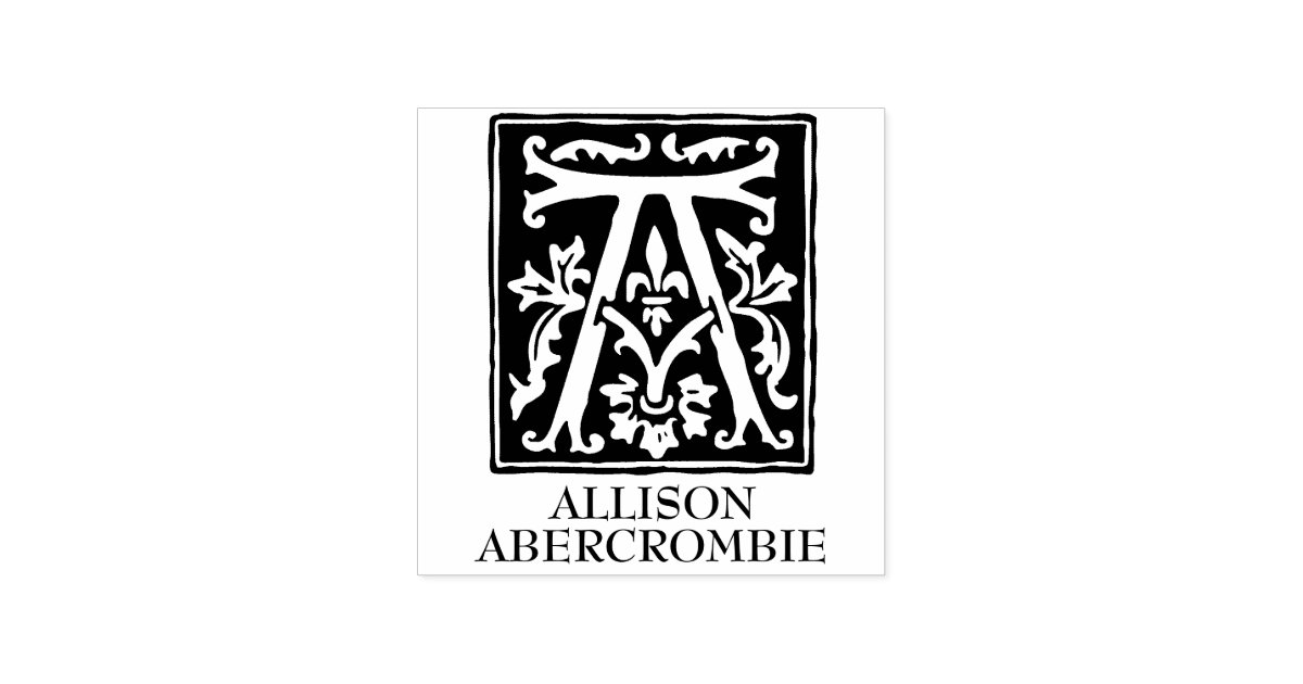 Ornamental Alphabet Letter A Monogrammed Rubber Stamp | Zazzle