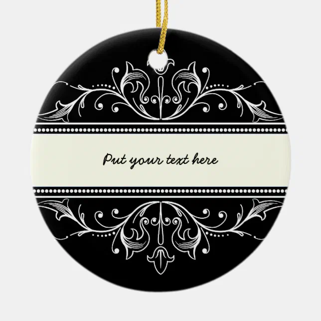 Ornamental border black white custom ornament | Zazzle