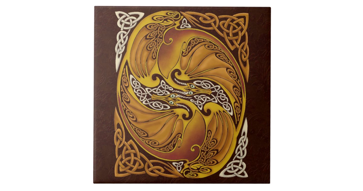 Ornamental Celtic Dragons Tile | Zazzle