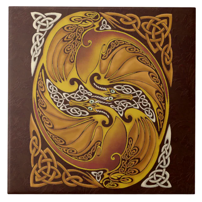 Ornamental Celtic Dragons Tile | Zazzle
