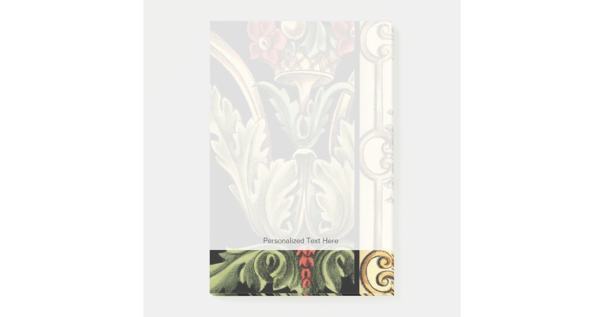 Ornamental Floral Design with Black Borders Post-it Notes | Zazzle
