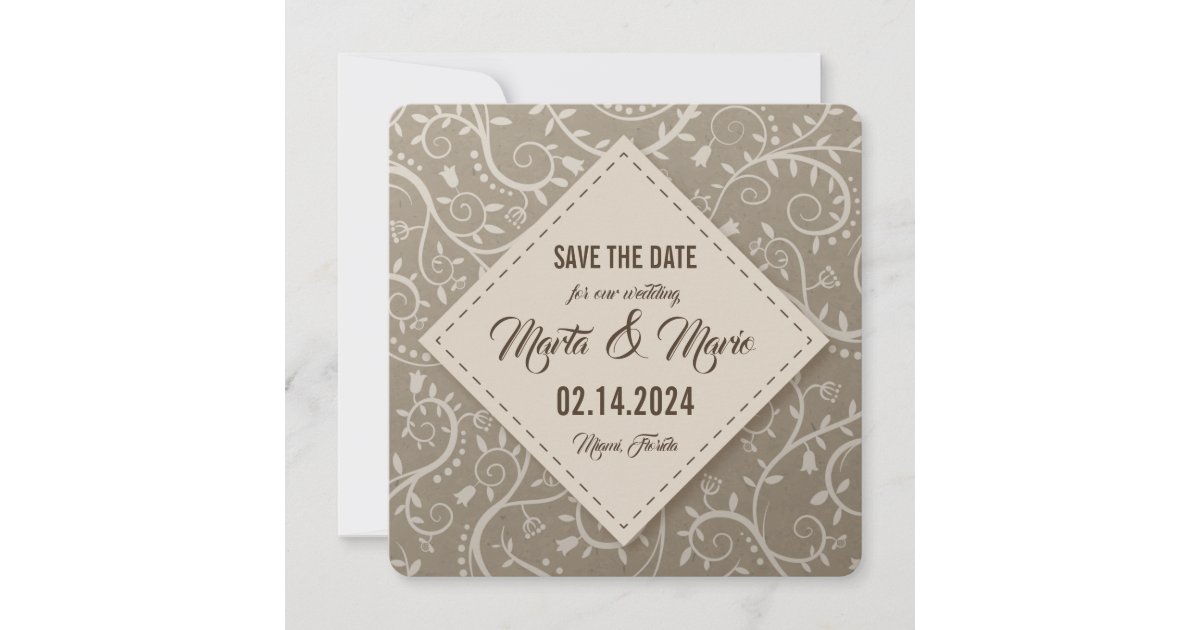 Ornamental Retro Style Save the Date Card | Zazzle