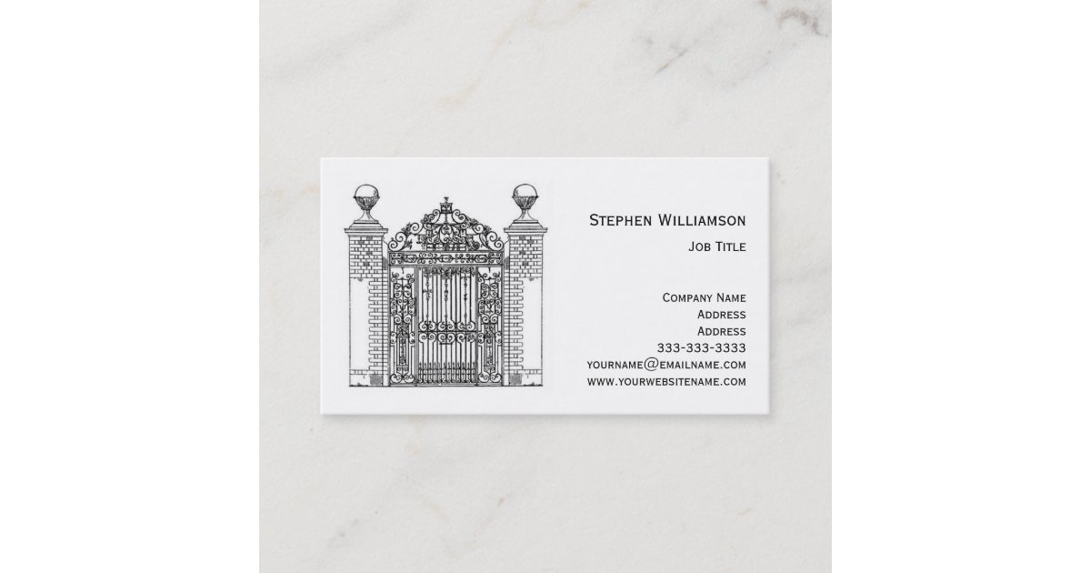 Ornamental Wrought Iron Metal Gate Architectural Business Card | Zazzle