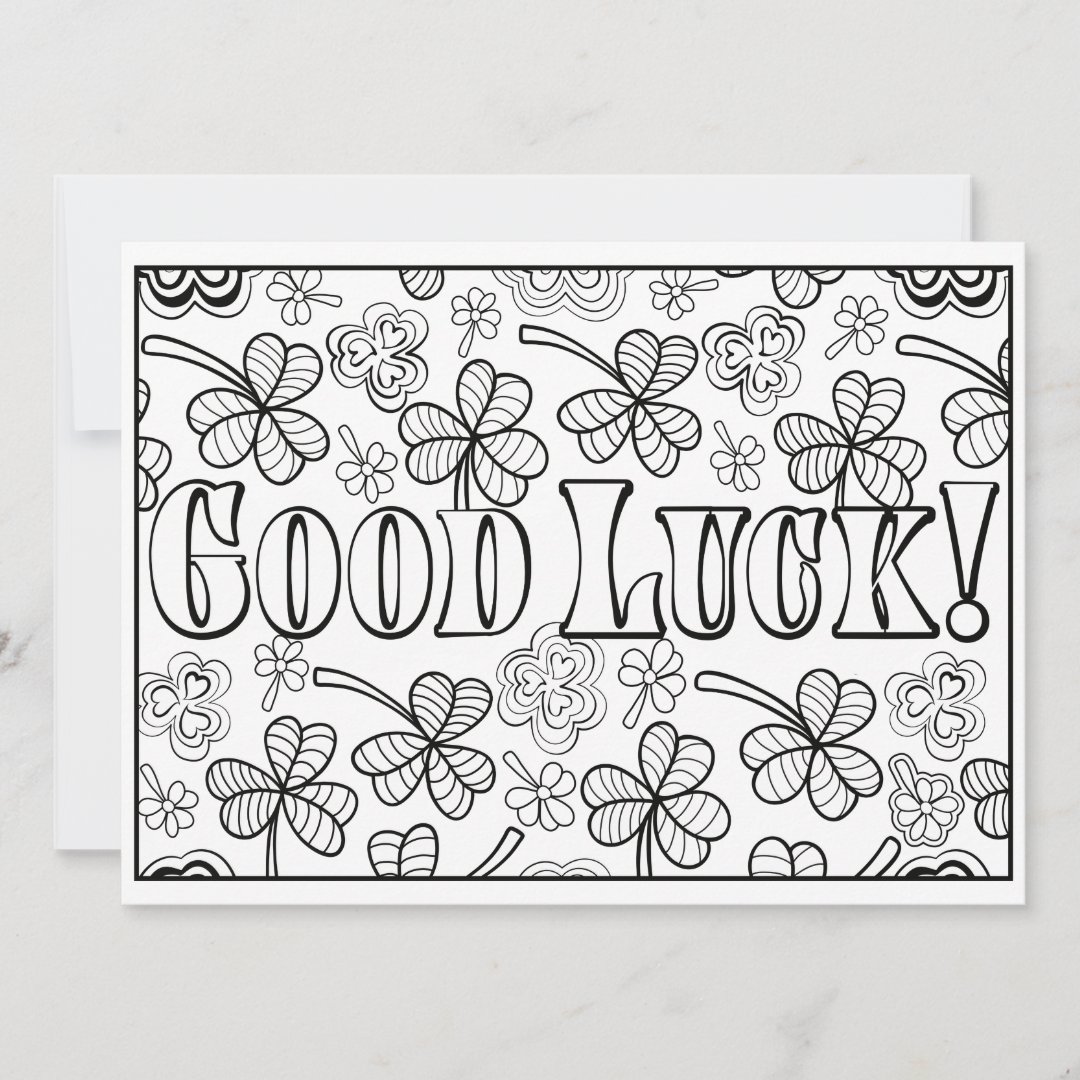 OrnaMENTALs Good Luck Shamrocks Color Your Own Card | Zazzle