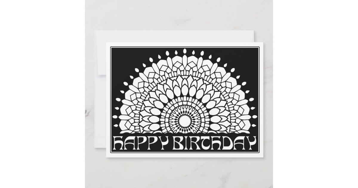 OrnaMENTALs Happy Birthday Mandala Color Your Own Card | Zazzle